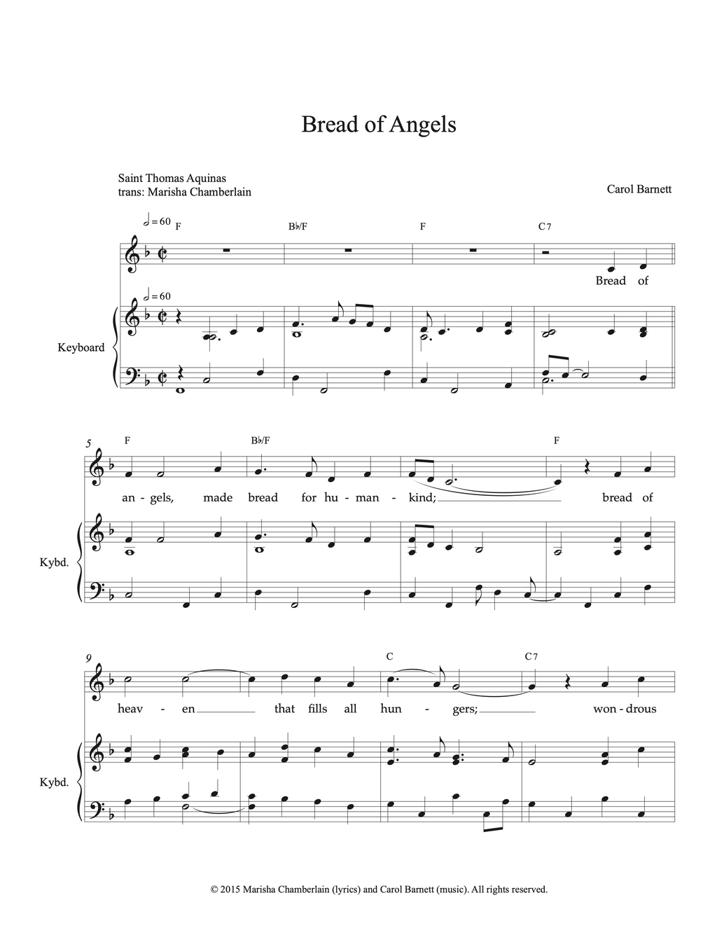Bread of Angels by Carol Barnett - Sheet Music | Opus Imprints