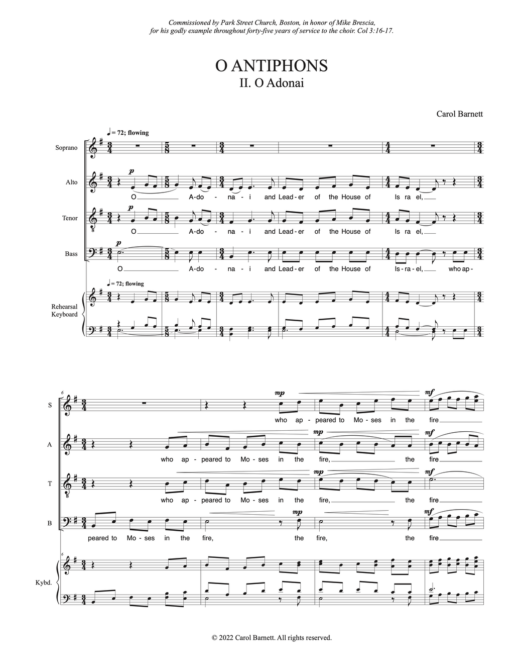 O Antiphons – by Carol Barnett - Sheet Music | Opus Imprints