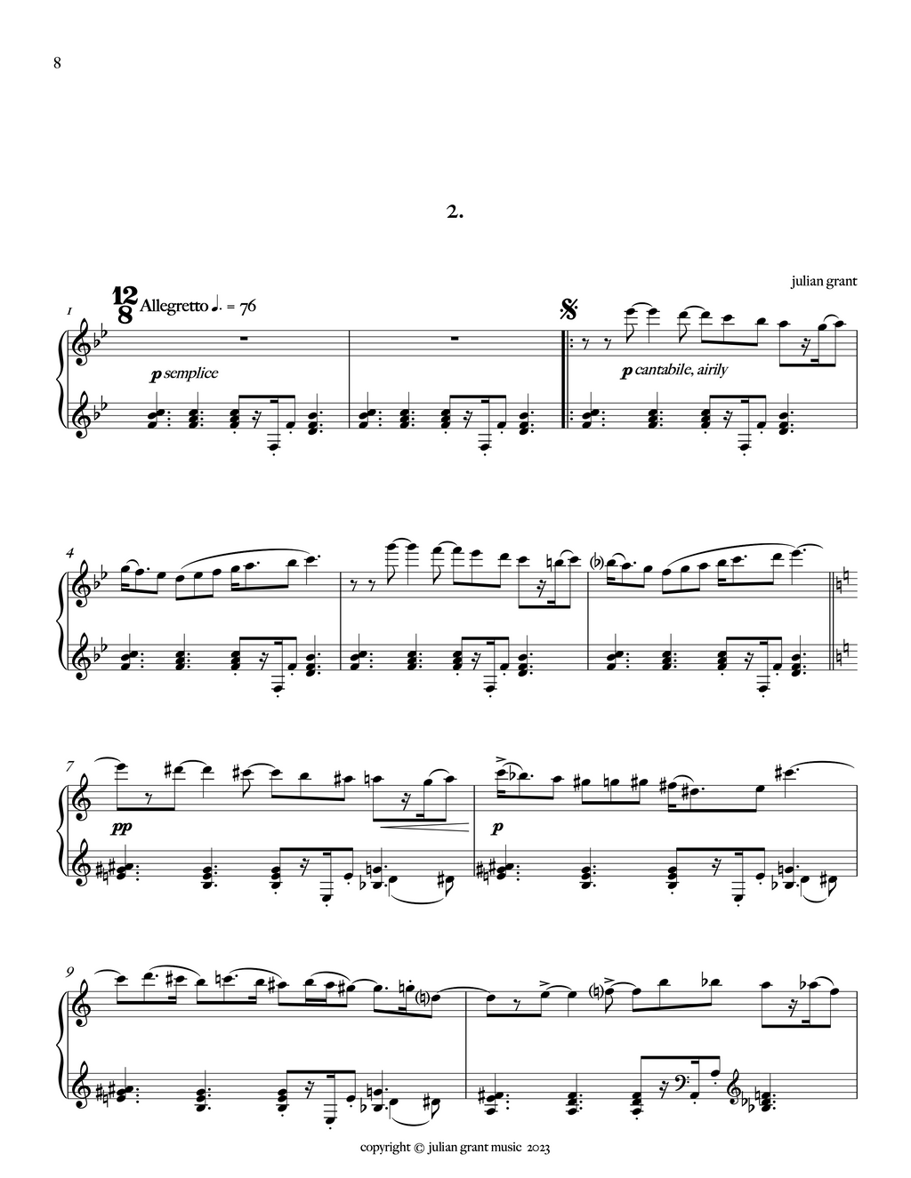 interiors in shadow by Julian Grant - Sheet Music | Opus Imprints